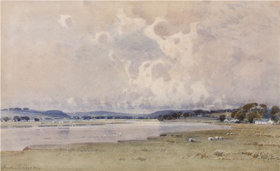 Frederick Tucker | An estuary with grazing sheep | MutualArt