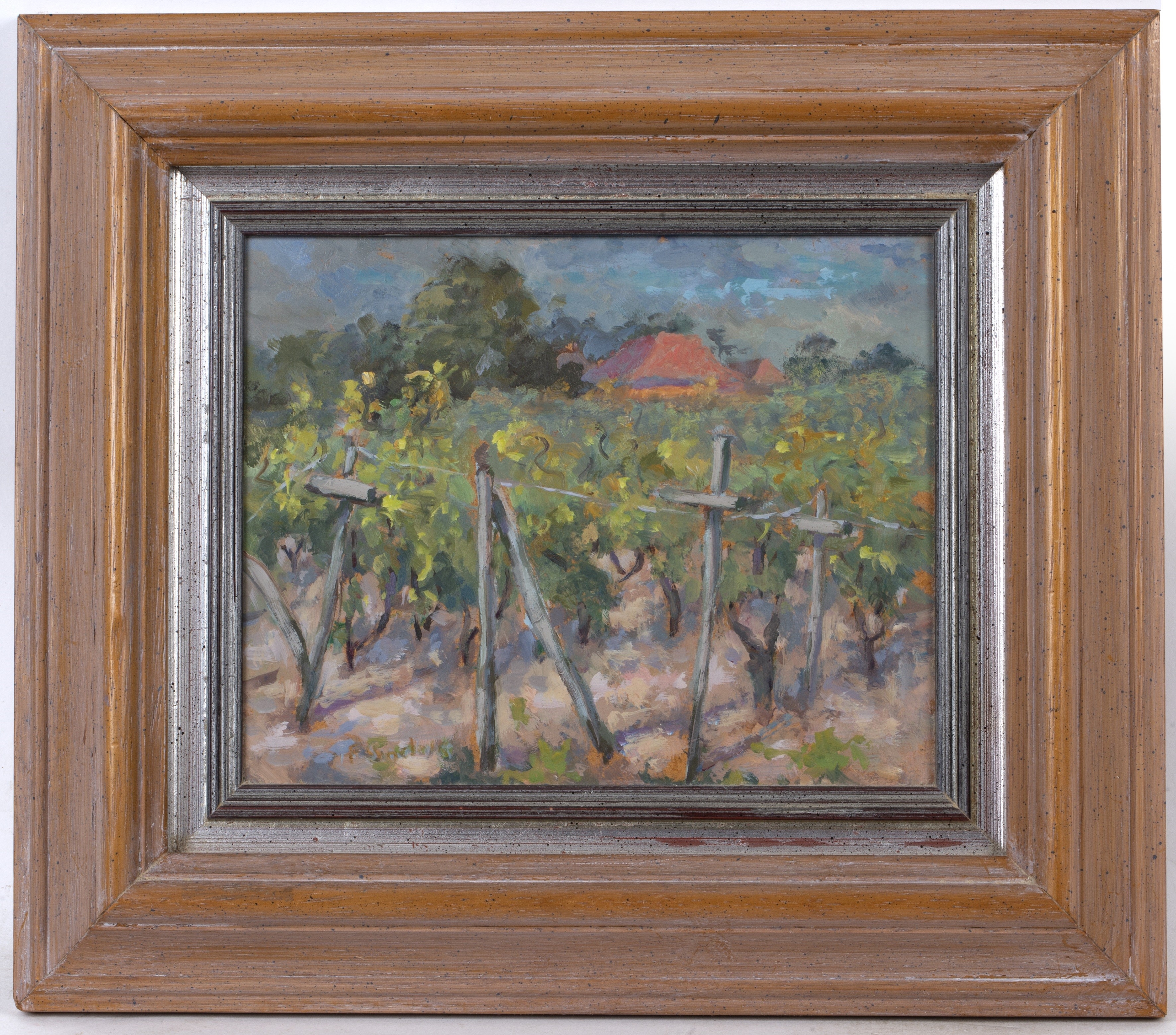 Frances Sinclair | Vineyard with distant dwelling | MutualArt