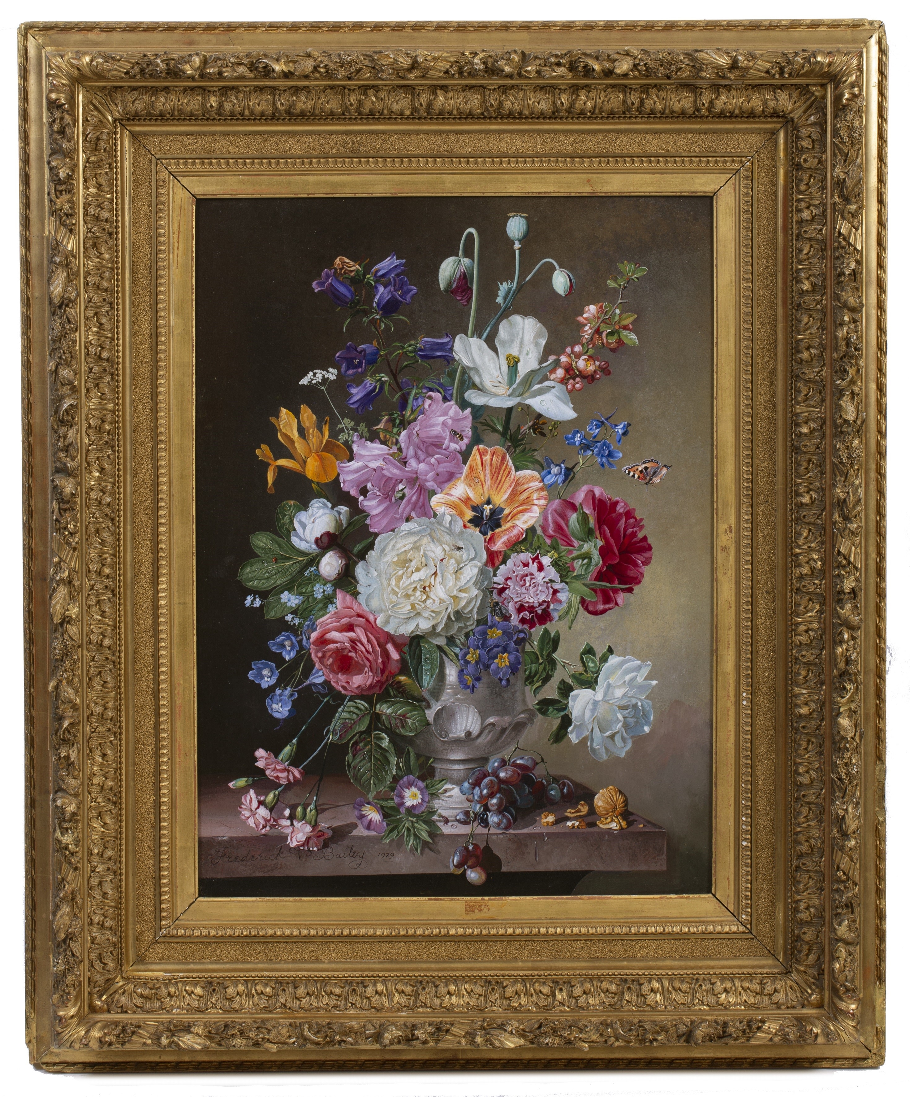 Frederick Victor Bailey | Still life - a vase of mixed flowers with ...