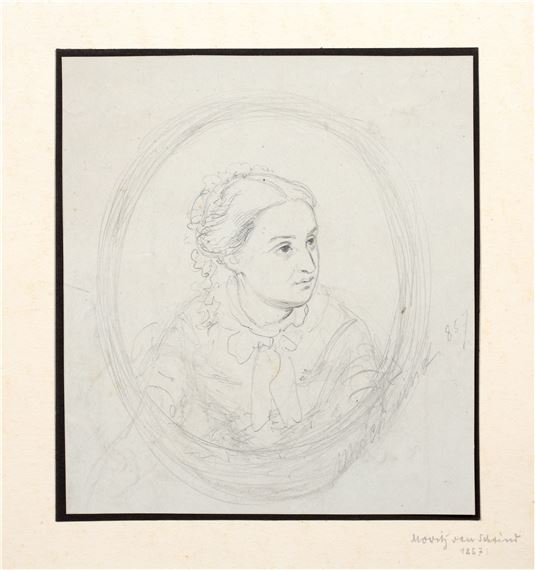 Moritz von Schwind | Portrait of a lady in an oval niche (1857) | MutualArt