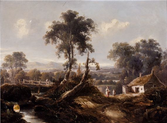 Thomas Barker of Bath | An extensive landscape with figures and cottage ...