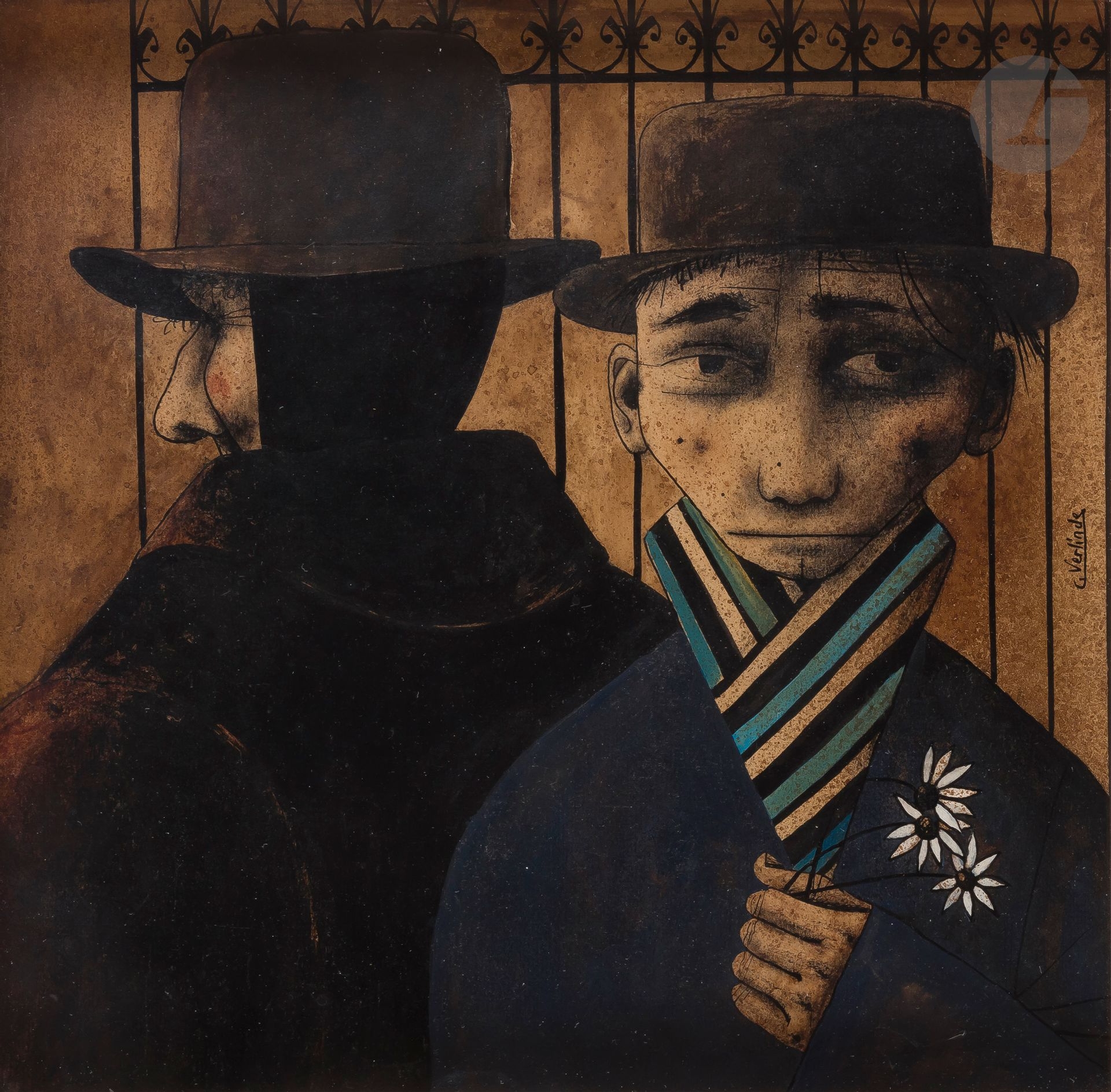 Claude Verlinde | Portrait d’homme à la marguerite | MutualArt