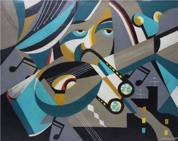 Edgar A. Stareck | Cubist woman with a guitar | MutualArt