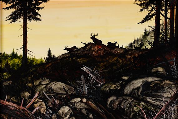 Hubert Weidinger | Hirschrudel auf einer Lichtung (1978) | MutualArt