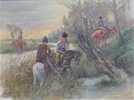 Fritz Neumann | Kosakenreiter am Bachlauf | MutualArt