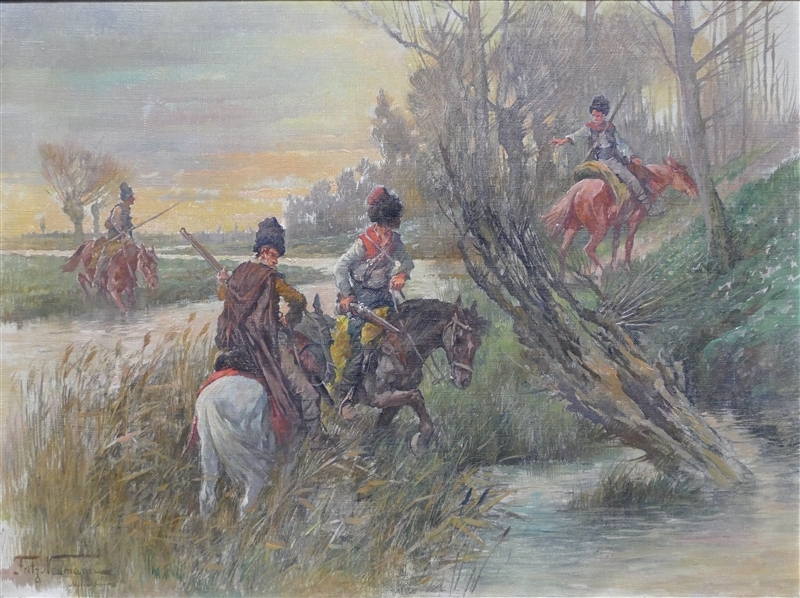 Fritz Neumann | Kosakenreiter am Bachlauf | MutualArt
