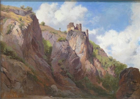 Karl Millner | Felslandschaft im Unterengadin, wohl Ruine der Burg ...
