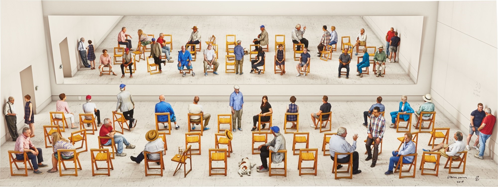 David Hockney | Pictured Gathering with Mirror (2018) | MutualArt