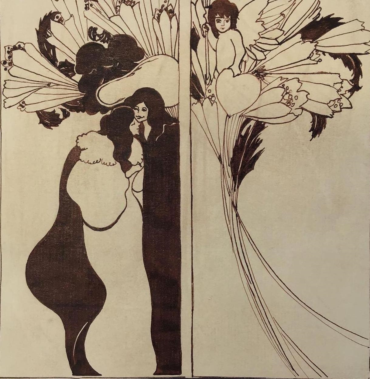 Aubrey Beardsley | Art Nouveau style drawing of figures intertwined ...