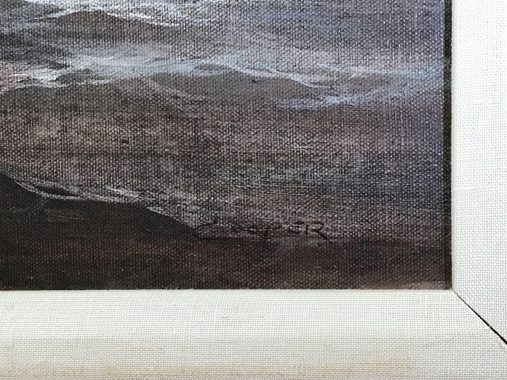 Thomas M. Hoyne | Misty ocean scene with masted ship and larger ...