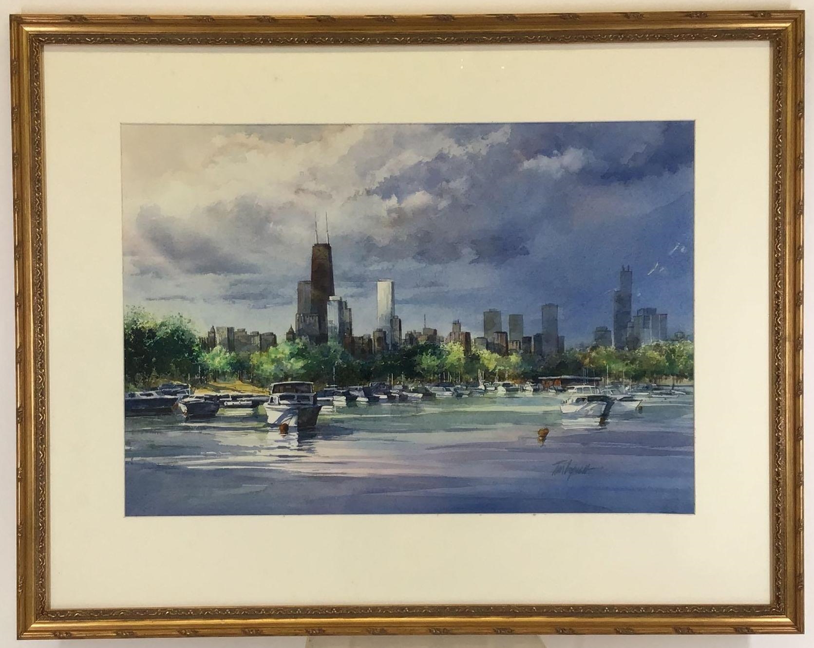 Tom Lynch | River landscape from perspective of boaters viewing city ...