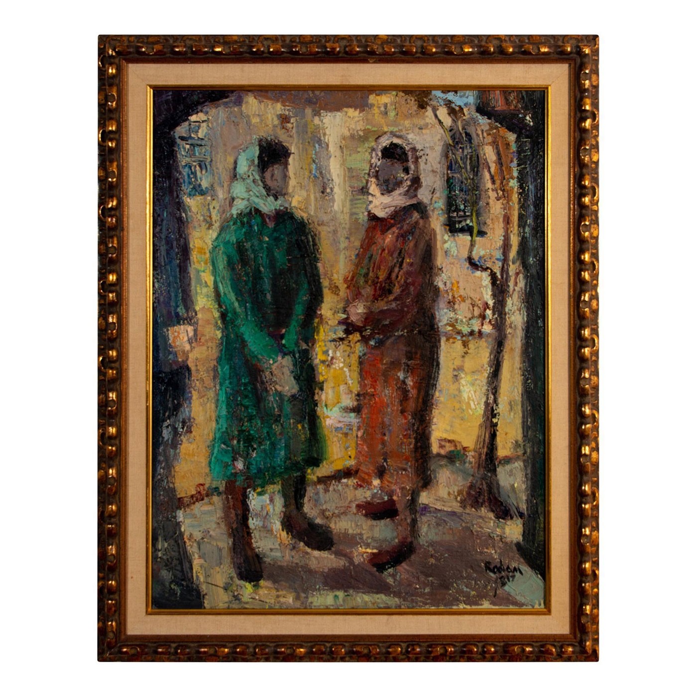 Jehuda Rodan | Abstract work depicting two people on the street | MutualArt