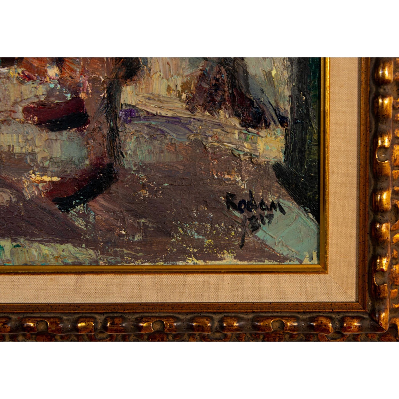 Jehuda Rodan | Abstract work depicting two people on the street | MutualArt