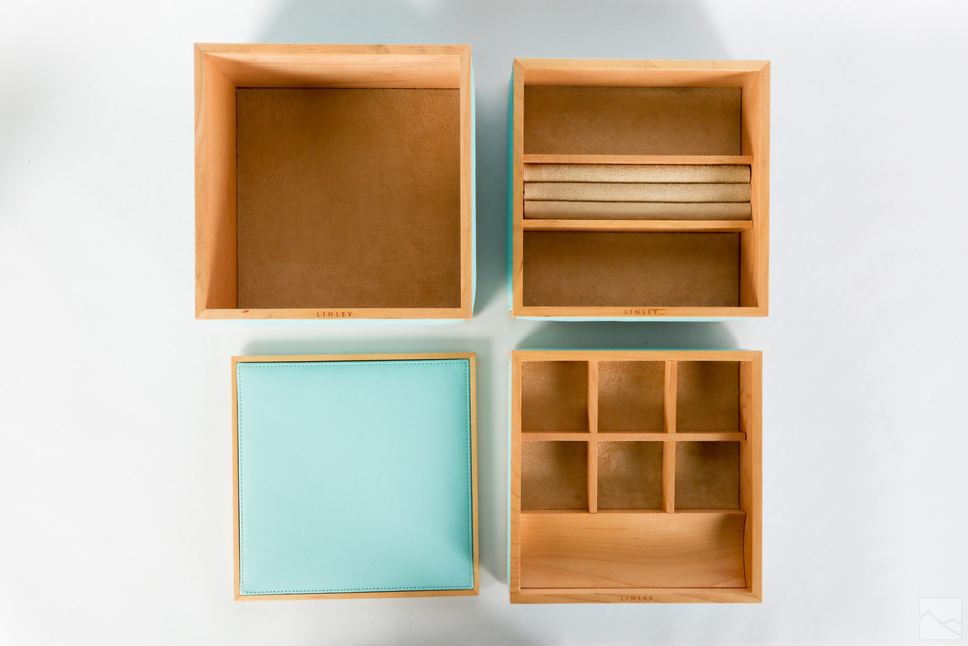 David Linley | David Linley Wood Leather Jewelry Box and Frame | MutualArt