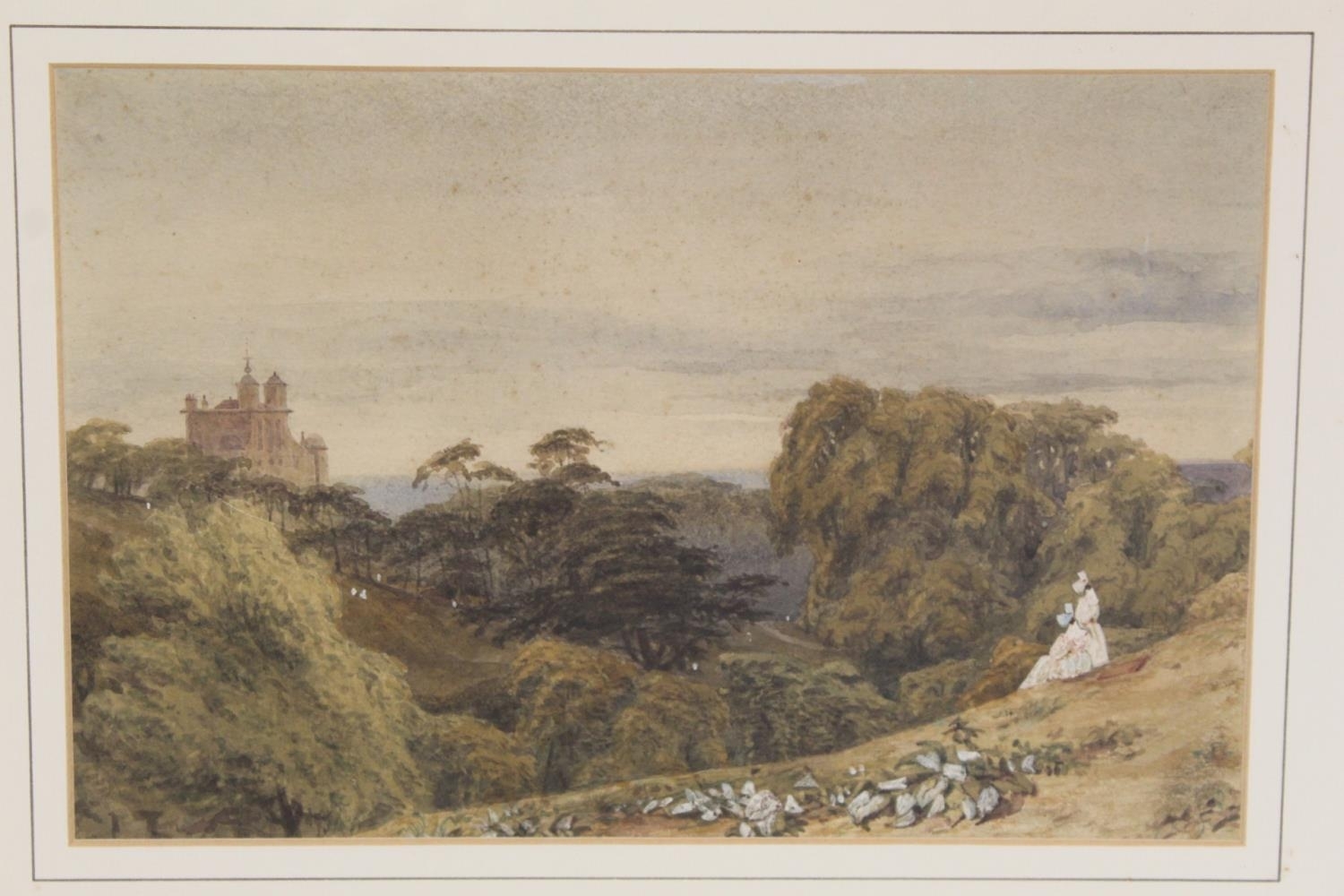 William Turner | Extensive parkland view with dell and turreted folly ...