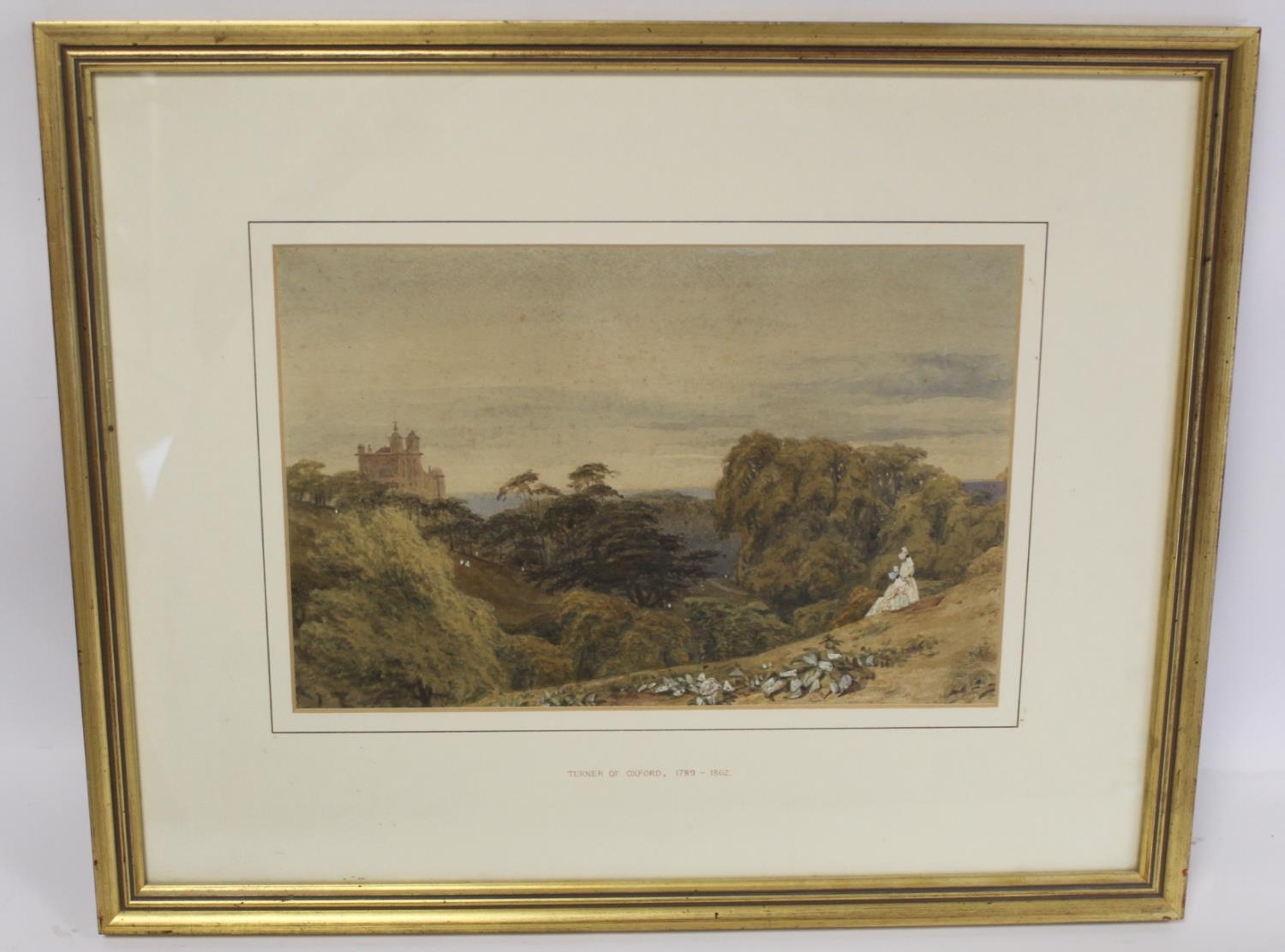 William Turner | Extensive parkland view with dell and turreted folly ...