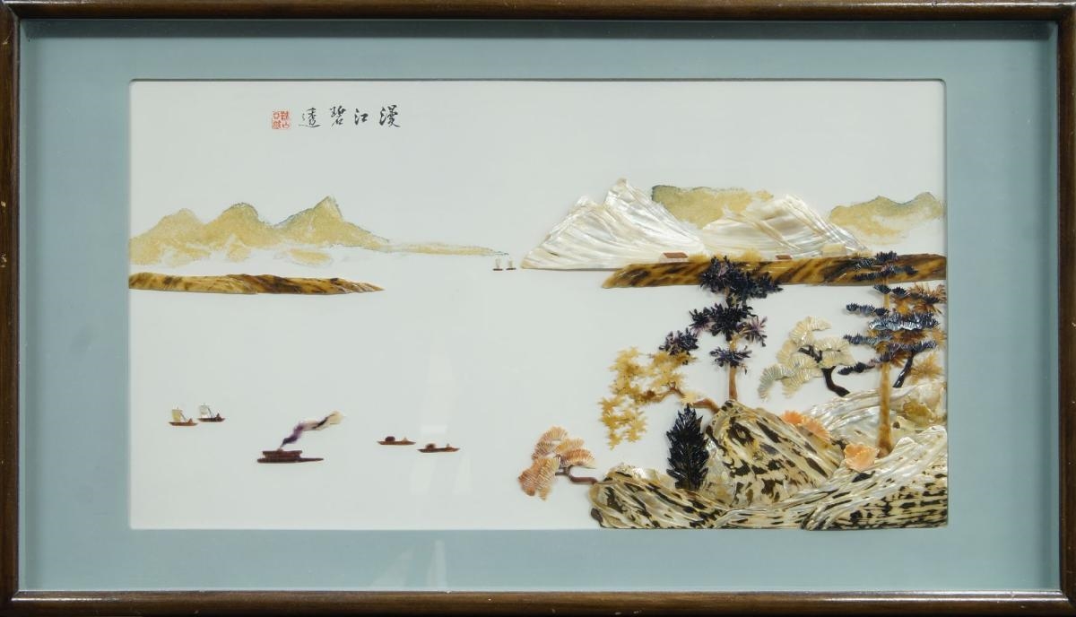Chinese School | Three Chinese shell paintings | MutualArt