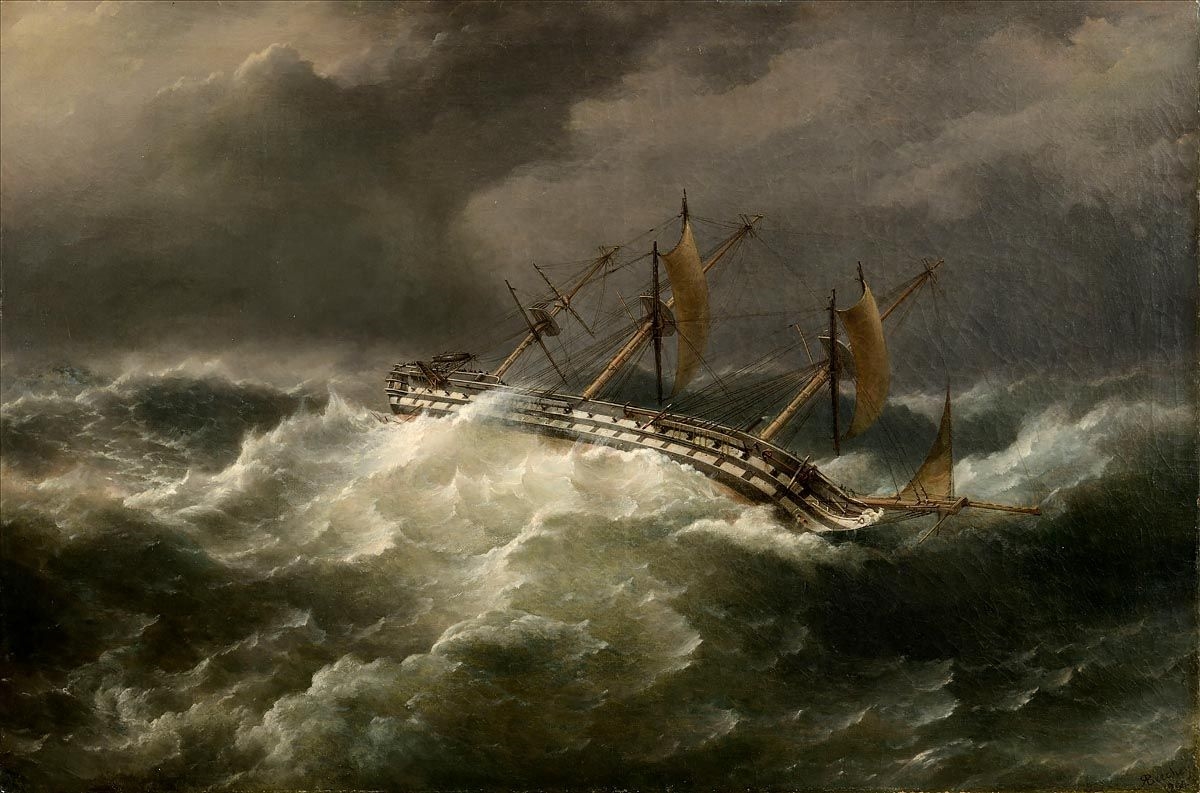 Richard Brydges Beechey | Stormy Seas in Valetta Harbour (1864) | MutualArt