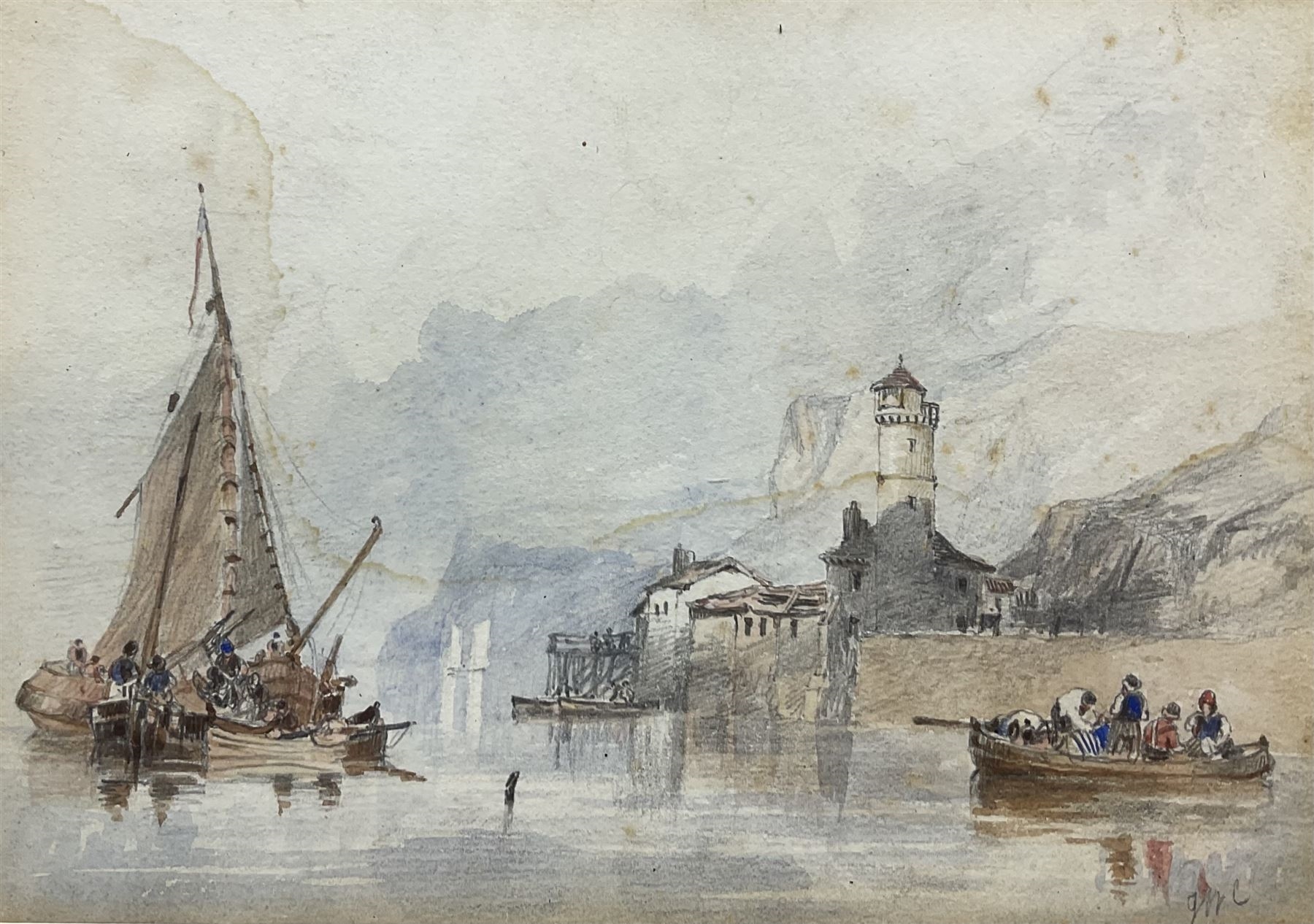 John Wilson Carmichael | Castle on Seafront with Ships | MutualArt