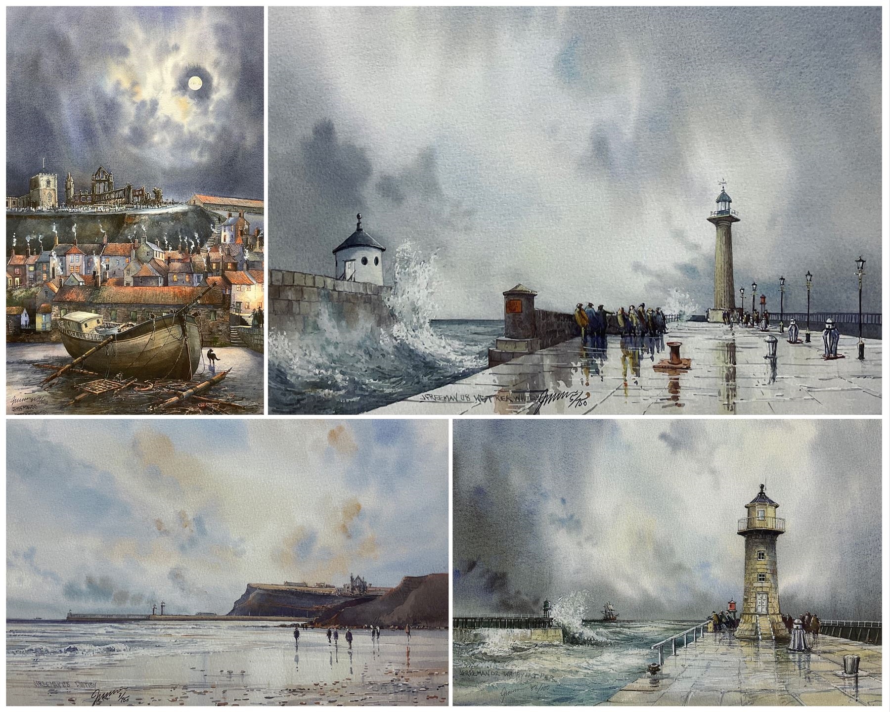 John Freeman | The Wreck if the Dmitry' 'Whitby East Pier' 'West Pier ...