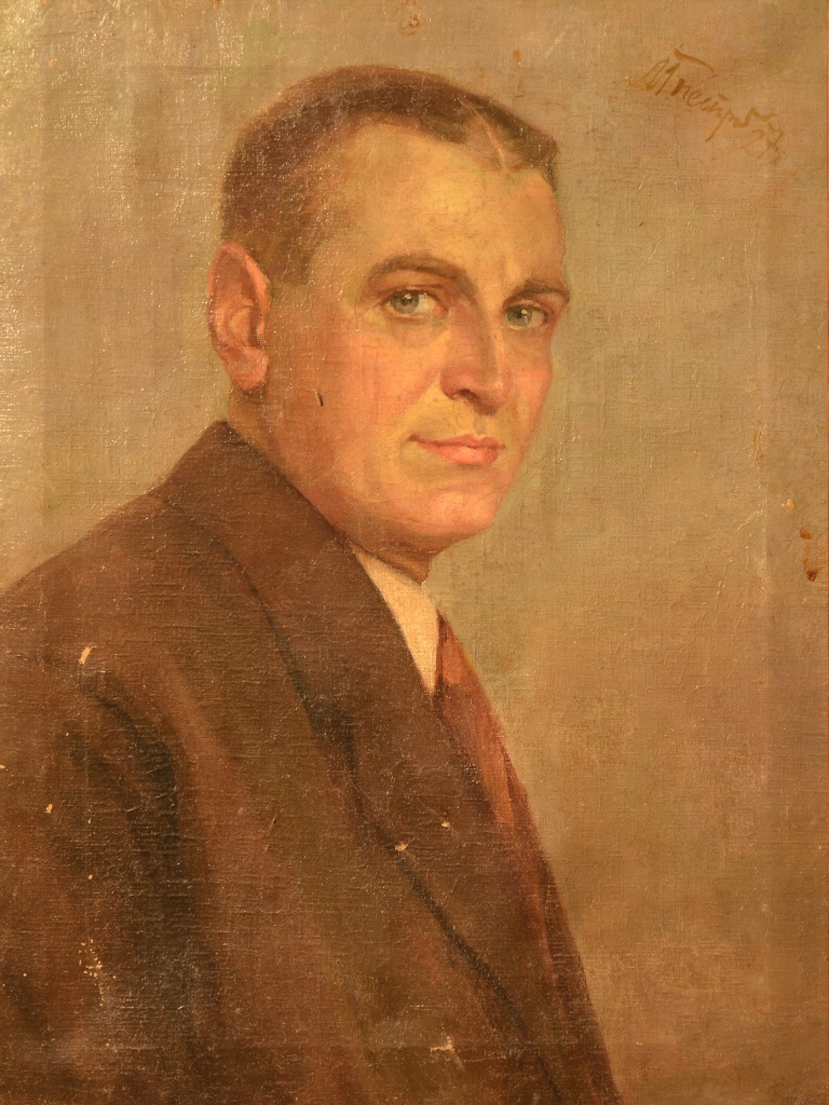 Mikhail Rodionovich Pestrikov | Male portrait (1927) | MutualArt