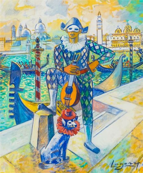 Rene Gaston Lagorre | Harlequin at the Grand Canal | MutualArt