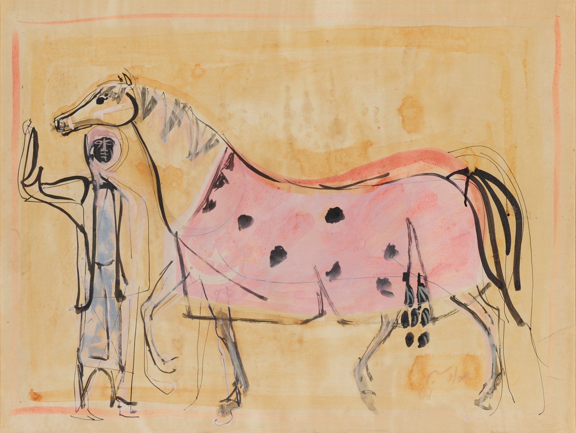 Jewad Selim | Untitled (Man and Horse) (1957) | MutualArt