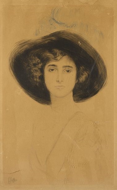 Paul César Helleu | Elegant Woman with a Hat | MutualArt