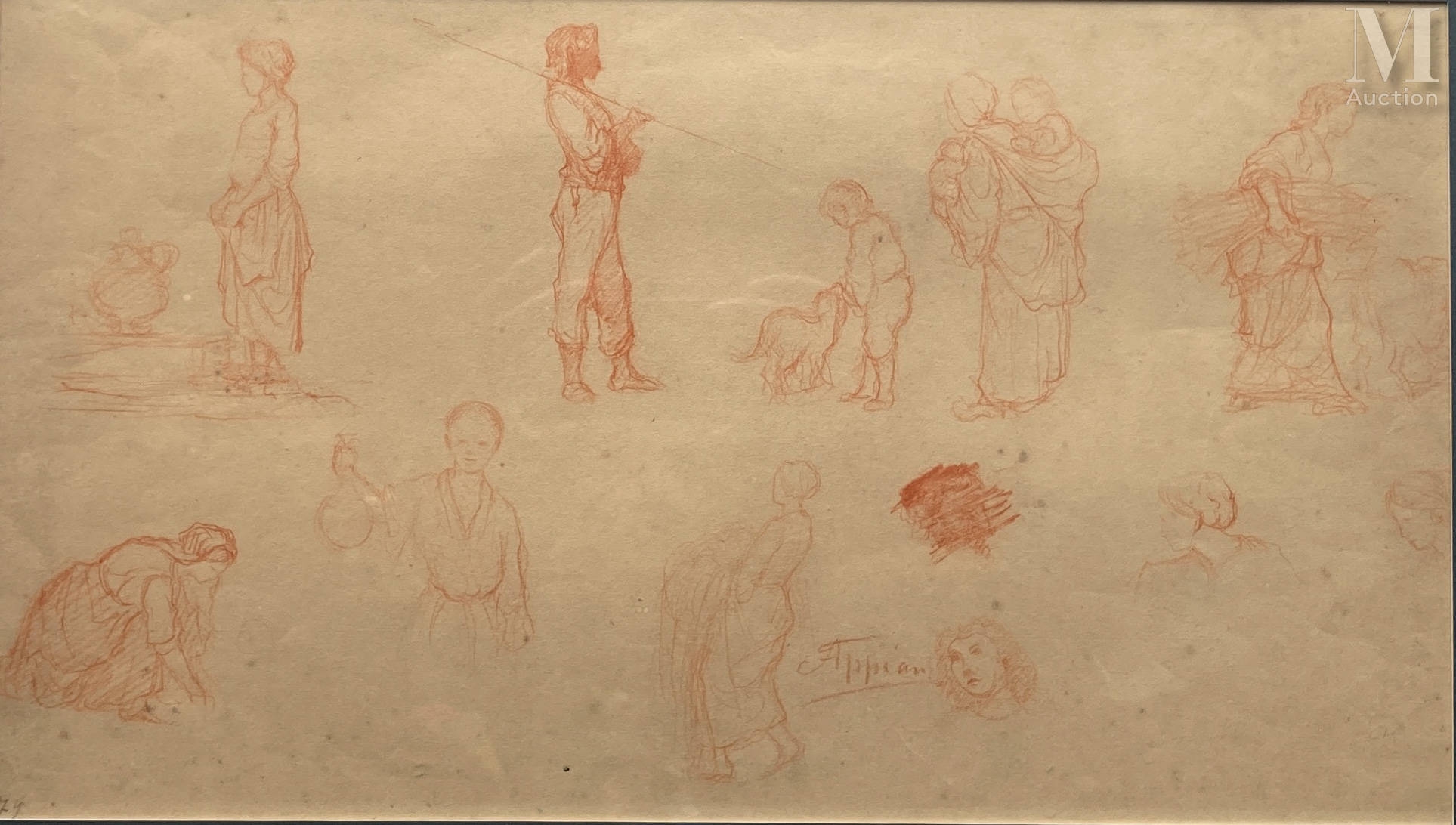 Adolphe Appian | Feuille d’études avec des figures | MutualArt