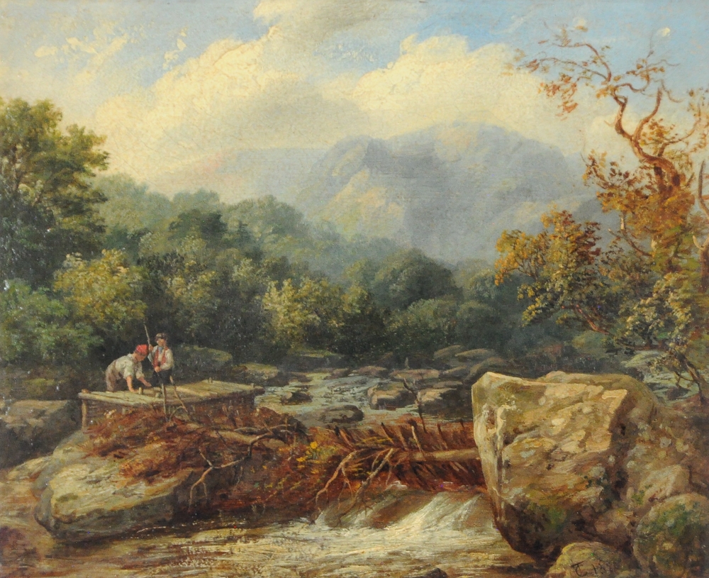 Thomas Creswick | Highland River Scene with Figures (1888) | MutualArt
