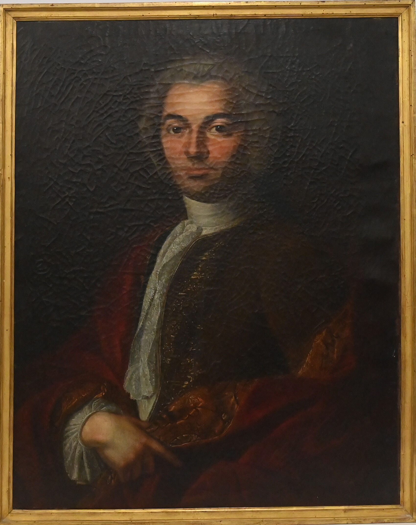 French School, 18th Century | Portrait d'homme au manteau rouge | MutualArt