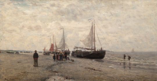 Paul Riess | Boote am Strand | MutualArt