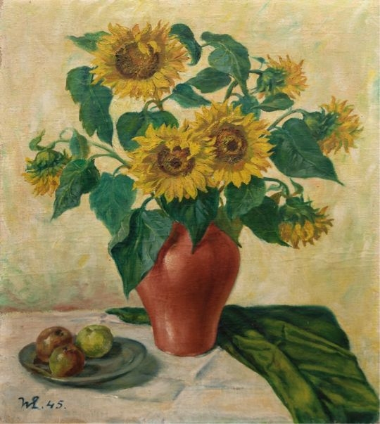 Clay Lohmann | Stilleben mit Sonnenblumen in Vase | MutualArt