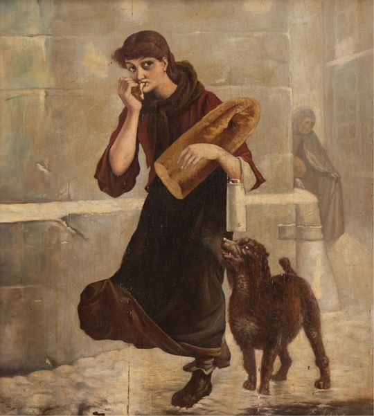 Louis-Emile Adan | Mädchen mit Brot, Milch und Hund | MutualArt