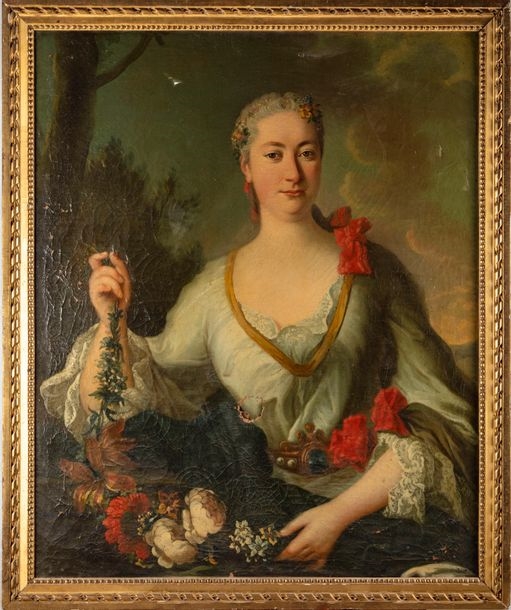 Jean-Marc Nattier | Portrait of a Lady of quality as Flora | MutualArt