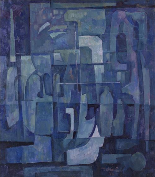Hafidh al-Droubi | Blue Abstract (1986) | MutualArt
