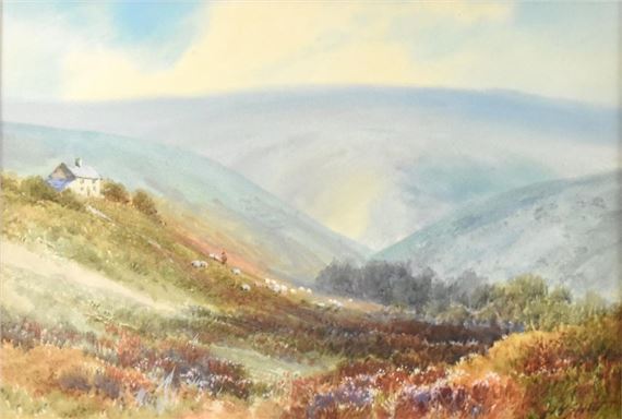 D. Harrison | shepherd with sheep in landscape (89) | MutualArt