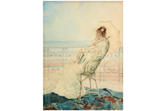 Charles Hermans | Zittende vrouw met parasol (19) | MutualArt