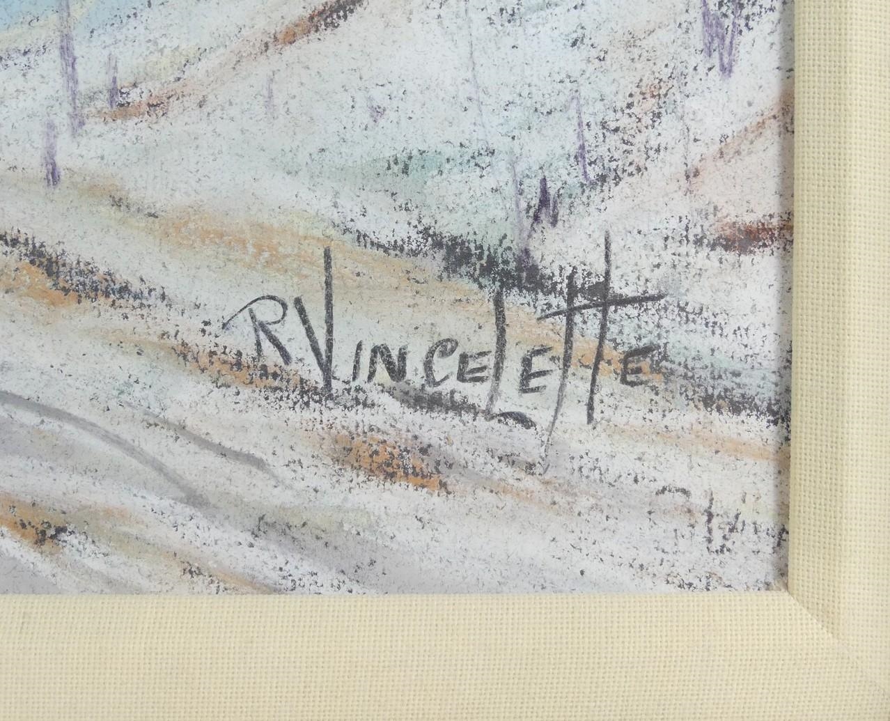 Romeo Vincelette | Untitled: Winter Scene with Blue Sleigh | MutualArt