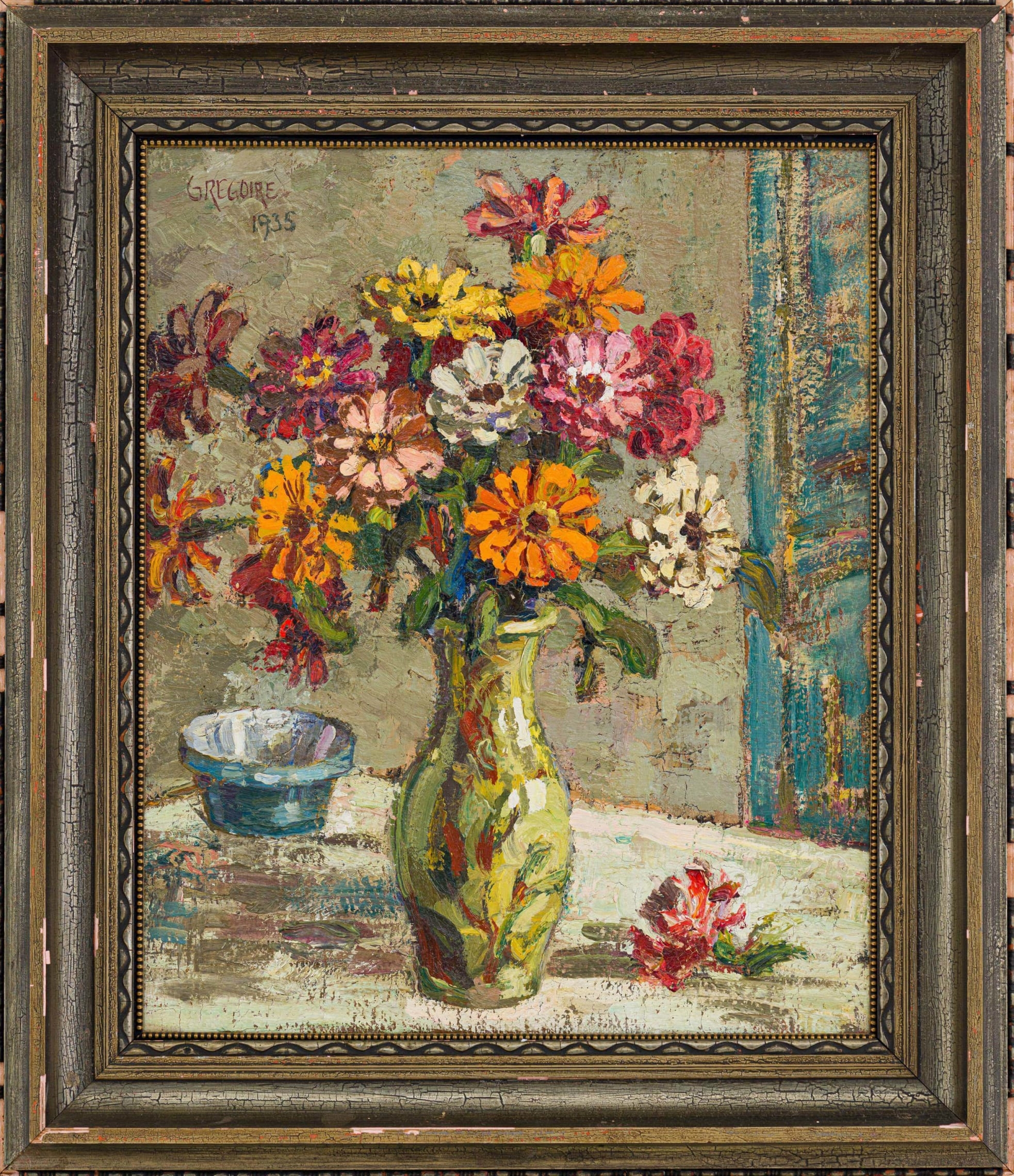 Gregoire Johannes Boonzaier | Still Life with Vase of Zinnias | MutualArt