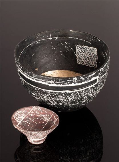 Sarah Jenkins | black and white sgraffito deep bowl with gold interior ...