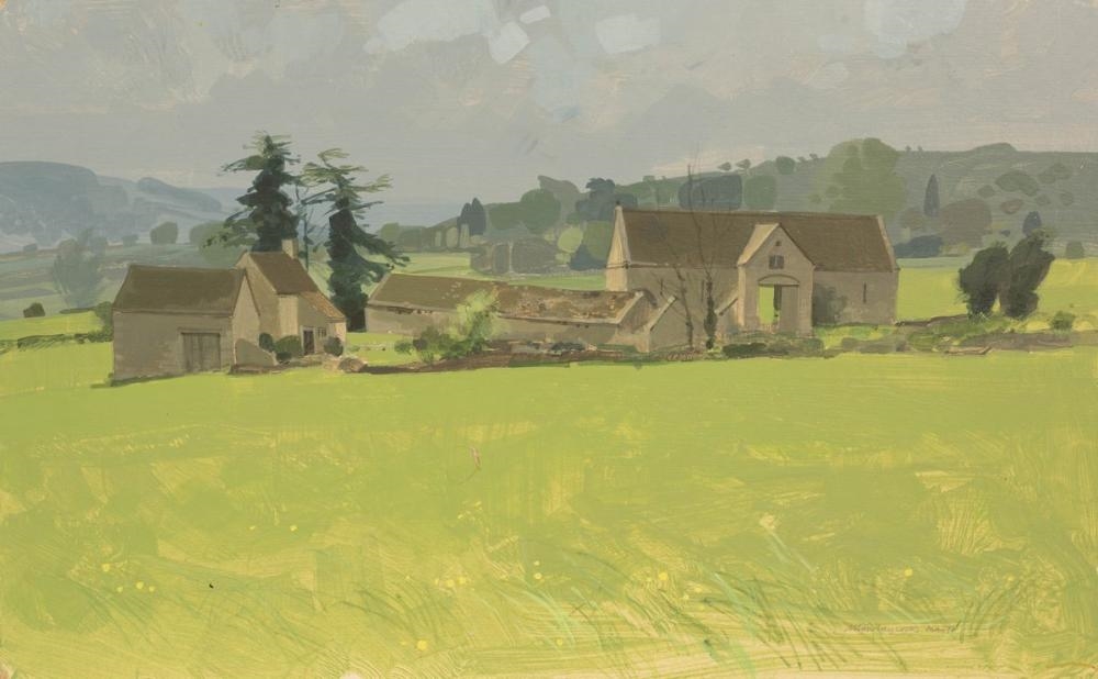 Allan Laycock RWA | Podgewell Barn, Edge, Painswick/acrylic watercolour ...