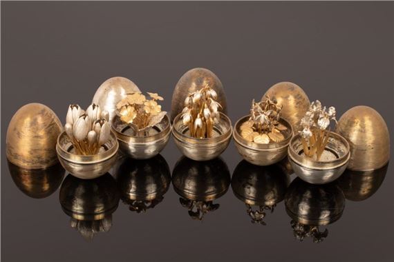 Nicholas Plummer | five silver and silver gilt surprise eggs | MutualArt