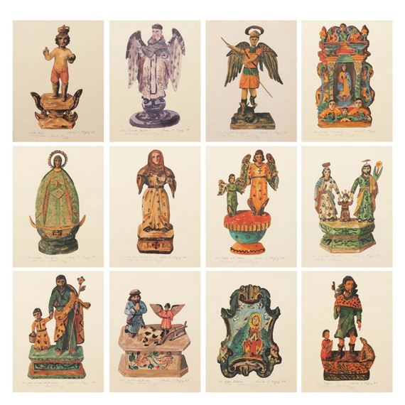 Claude Tayag | A Set of Twelve Framed Philippine Folk Santos from ...