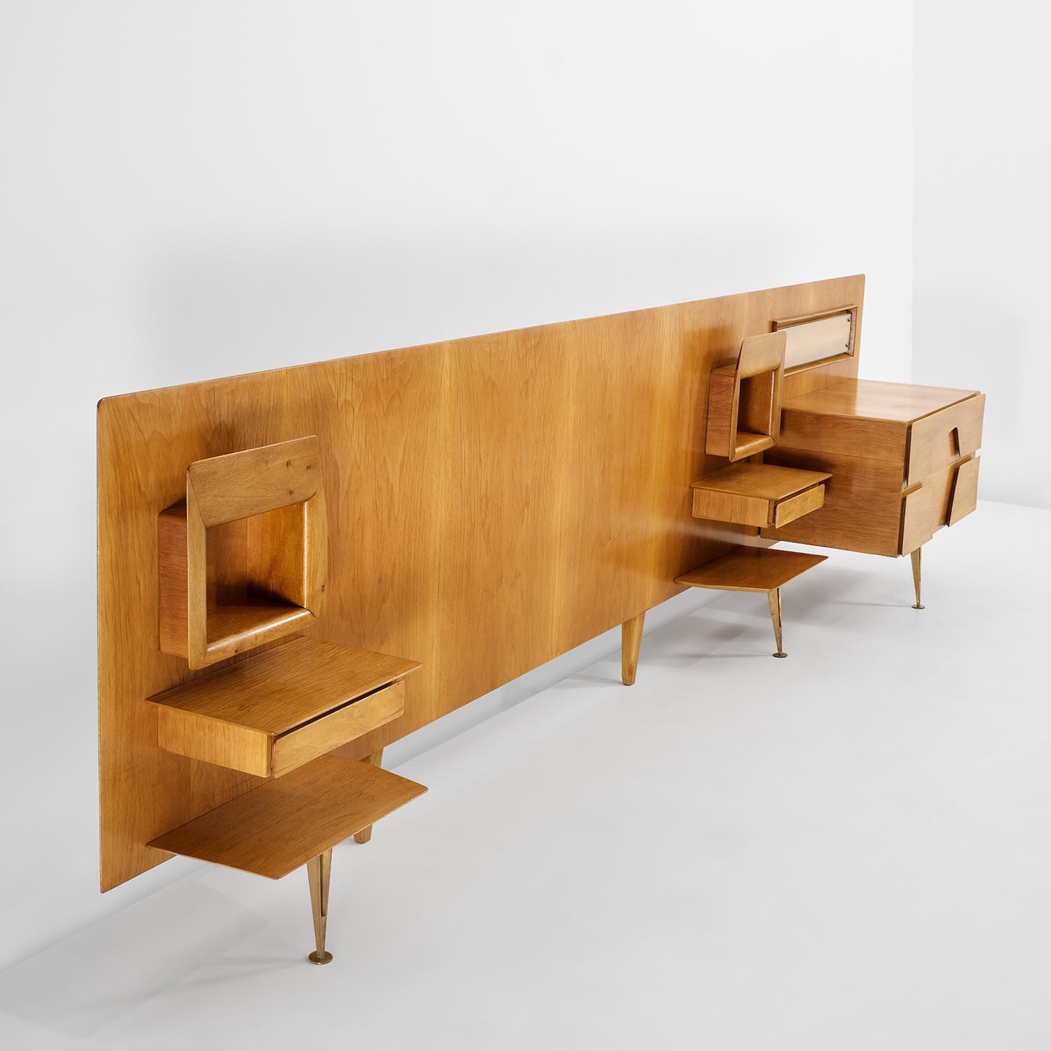 Gio Ponti | Headboard with integrated bedside tables, picture frame and drawer unit | MutualArt