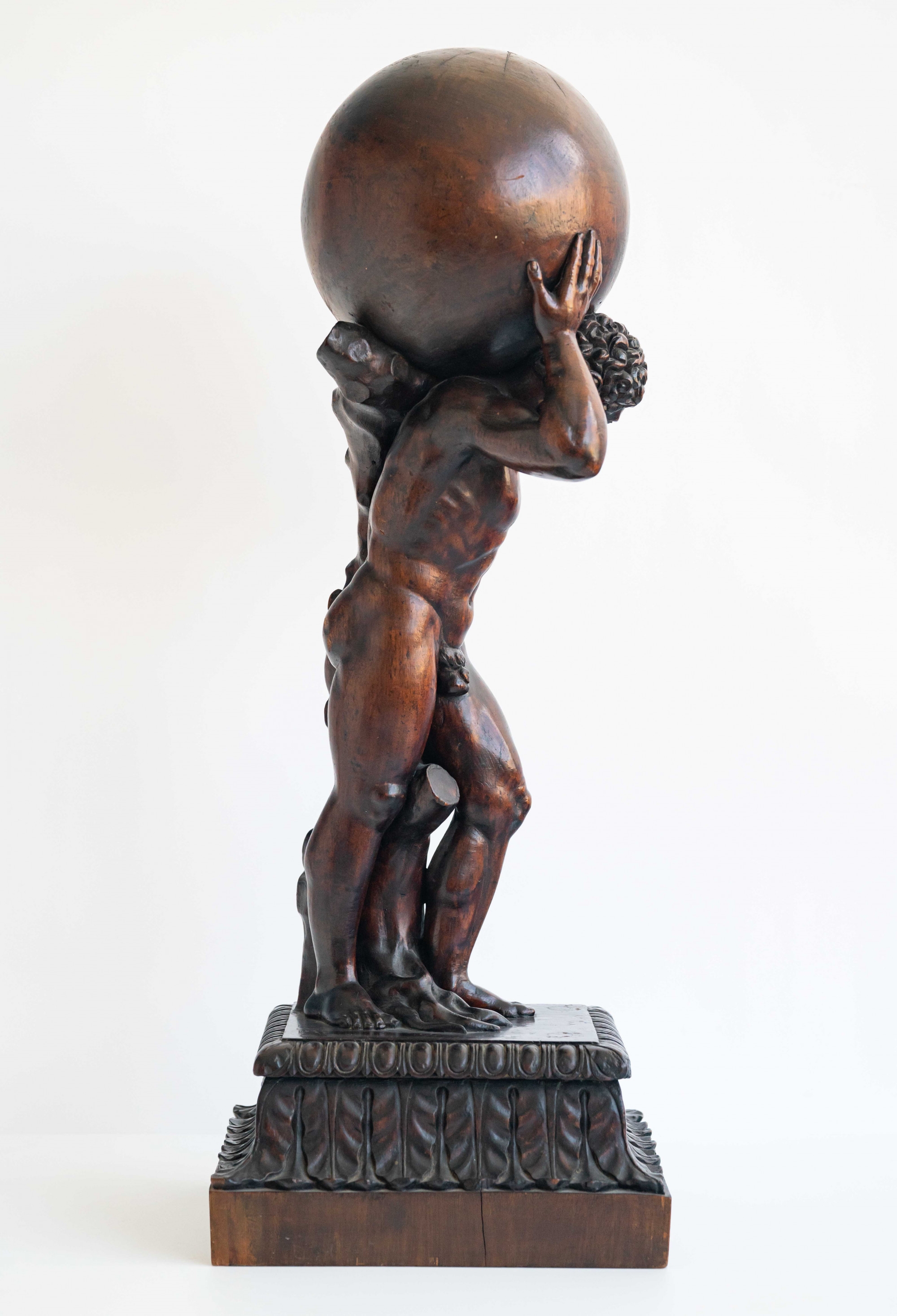 Italian School | Italian Carved Walnut Figure of Atlas | MutualArt