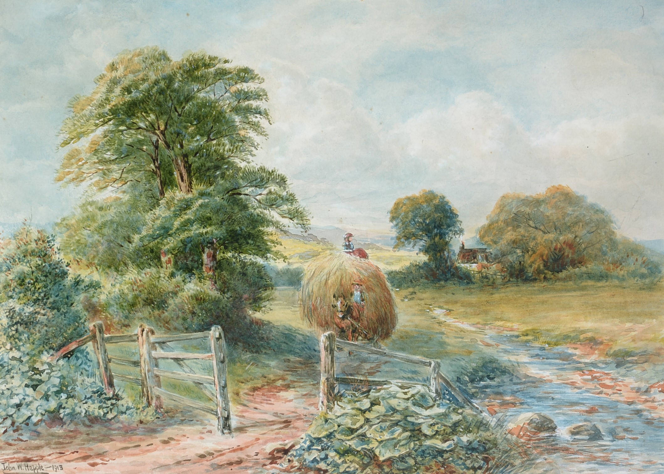 John Wilson Hepple | A Hay-Wain on a Farm Track (1913) | MutualArt