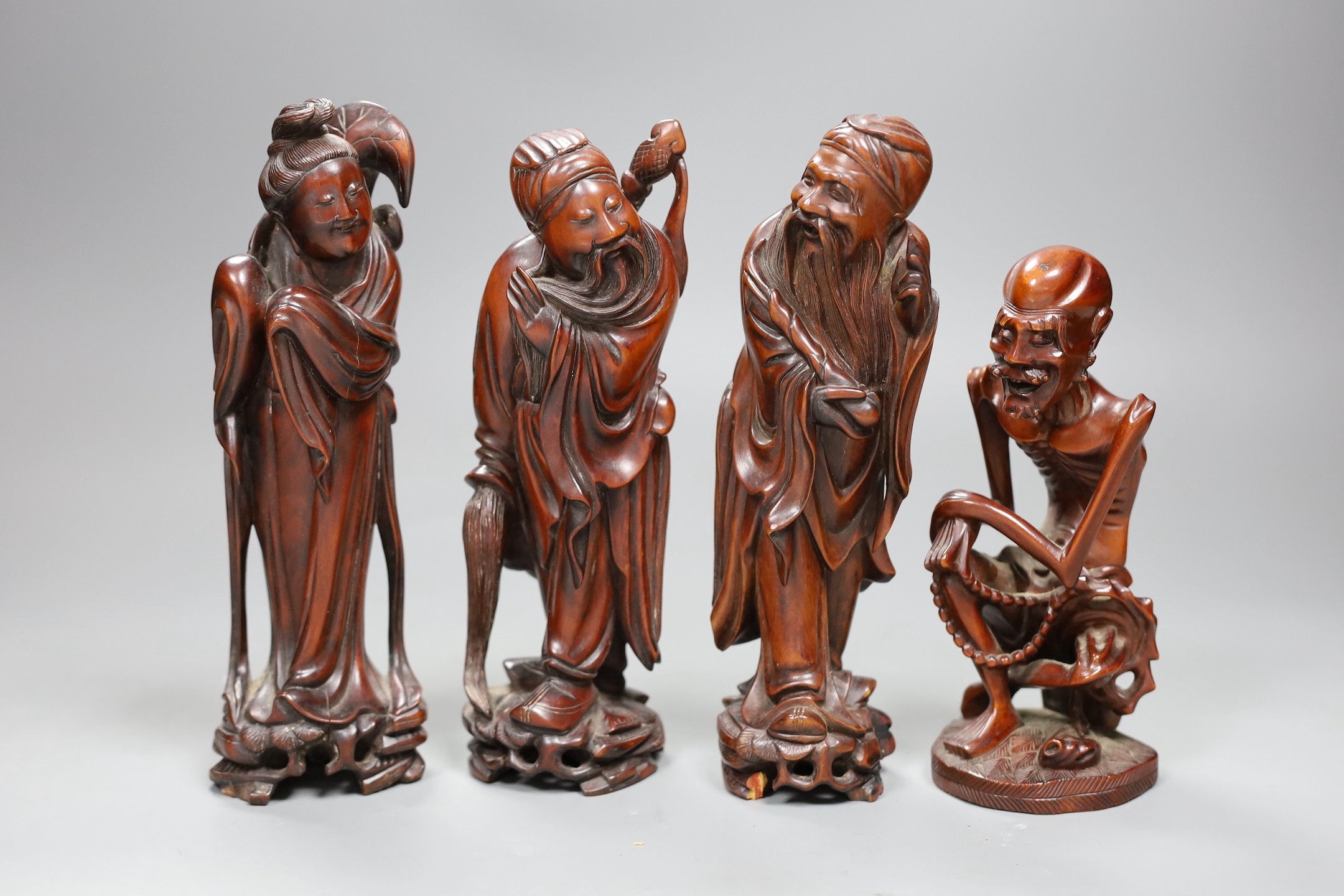Chinese School, 20th Century | Four Chinese boxwood figures of a luohan ...