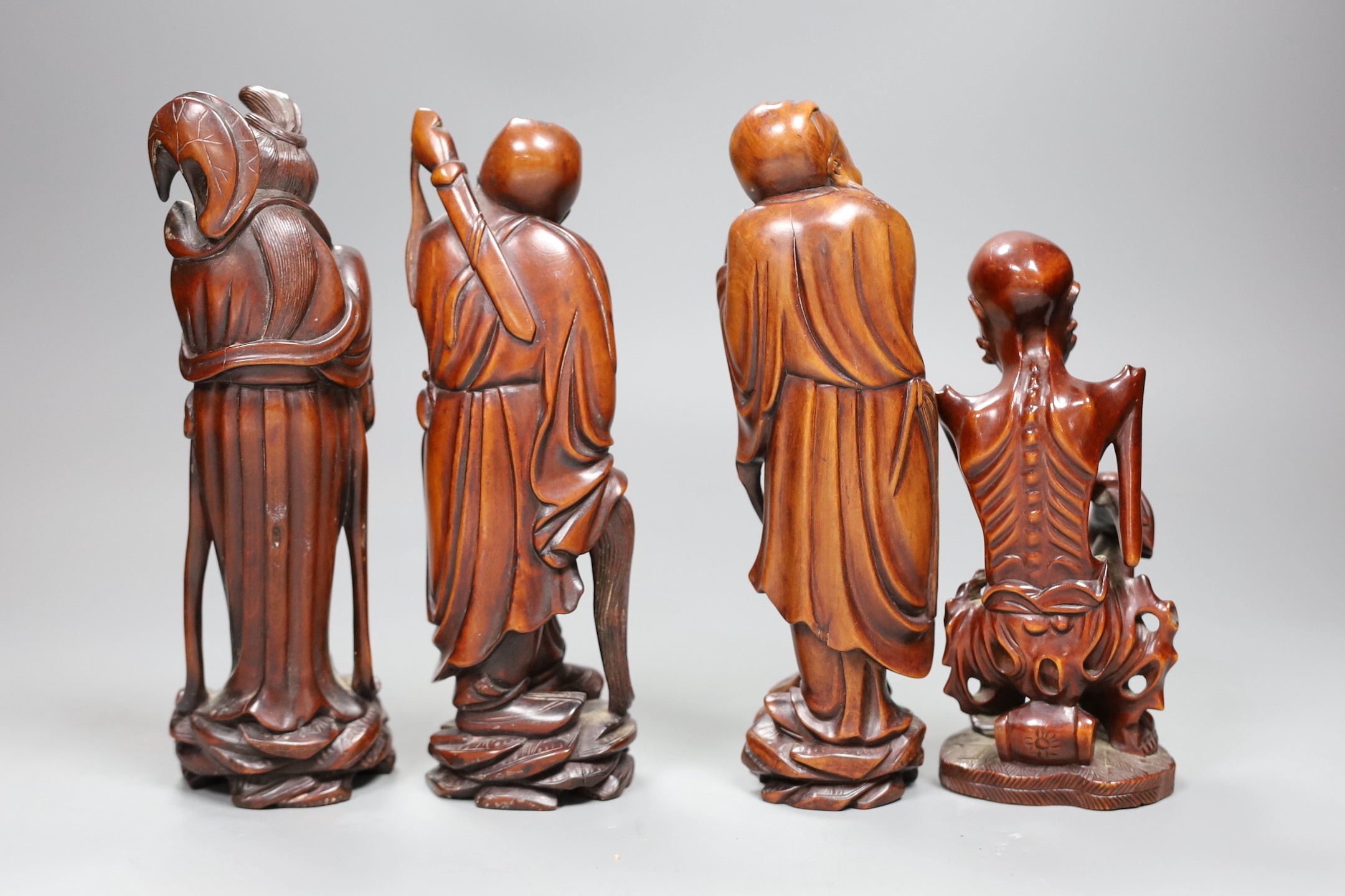 Chinese School, 20th Century | Four Chinese boxwood figures of a luohan ...