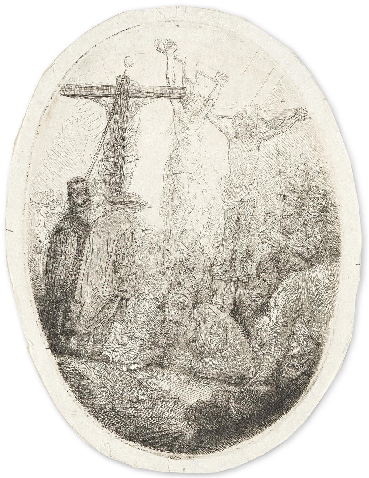 Rembrandt van Rijn | Christ Crucified between the Two Thieves: An Oval Plate (Circa 1641 ...